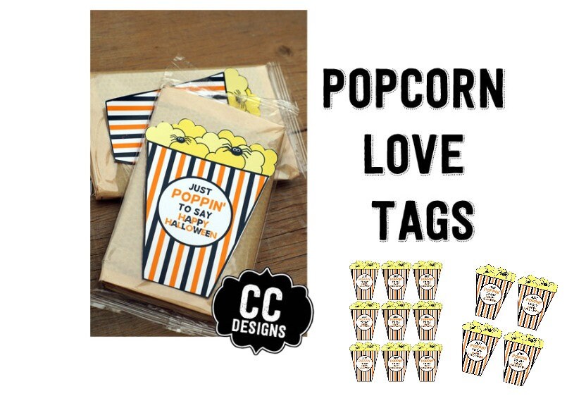 PRINTABLE - Popcorn Love Party Favor Cut Out Digital Tag - Etsy