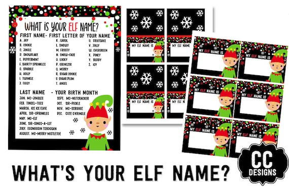 PRINTABLE Elf Game What's Your Name Game Christmas Favor | Etsy