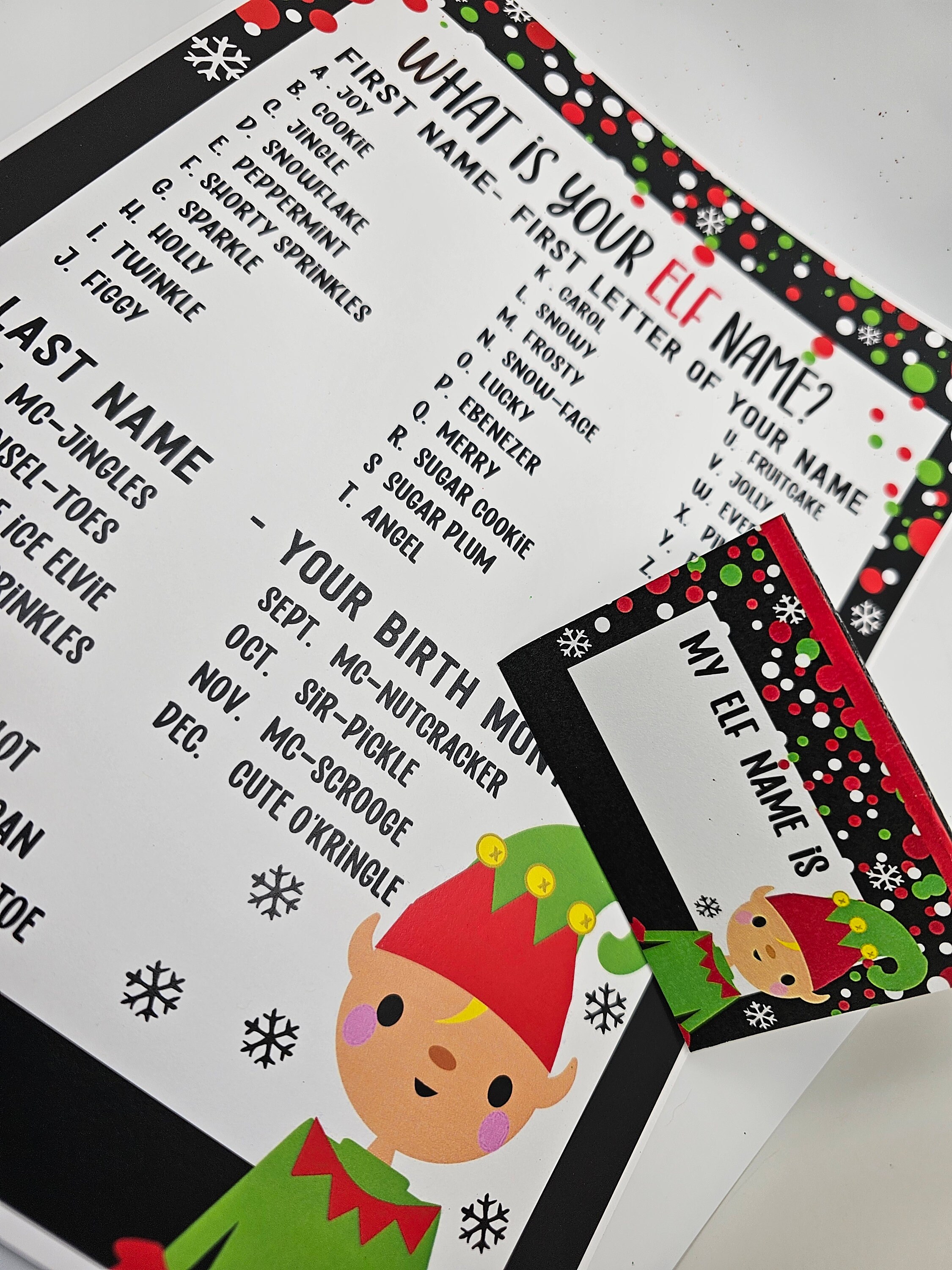 PRINTABLE Elf Game What's Your Name Game Christmas Favor Party Game ...