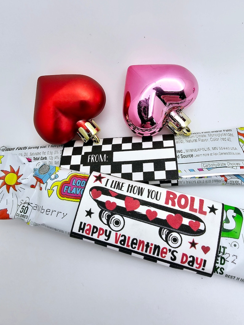 PRINTABLE Fruit Roll Valentine Skateboard Valentine Fun Wrap Label for ...