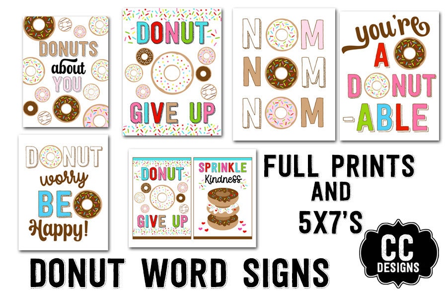 PRINTABLE Donut Door or Bulletin Board Kit Set Fun Banner Signs Word ...