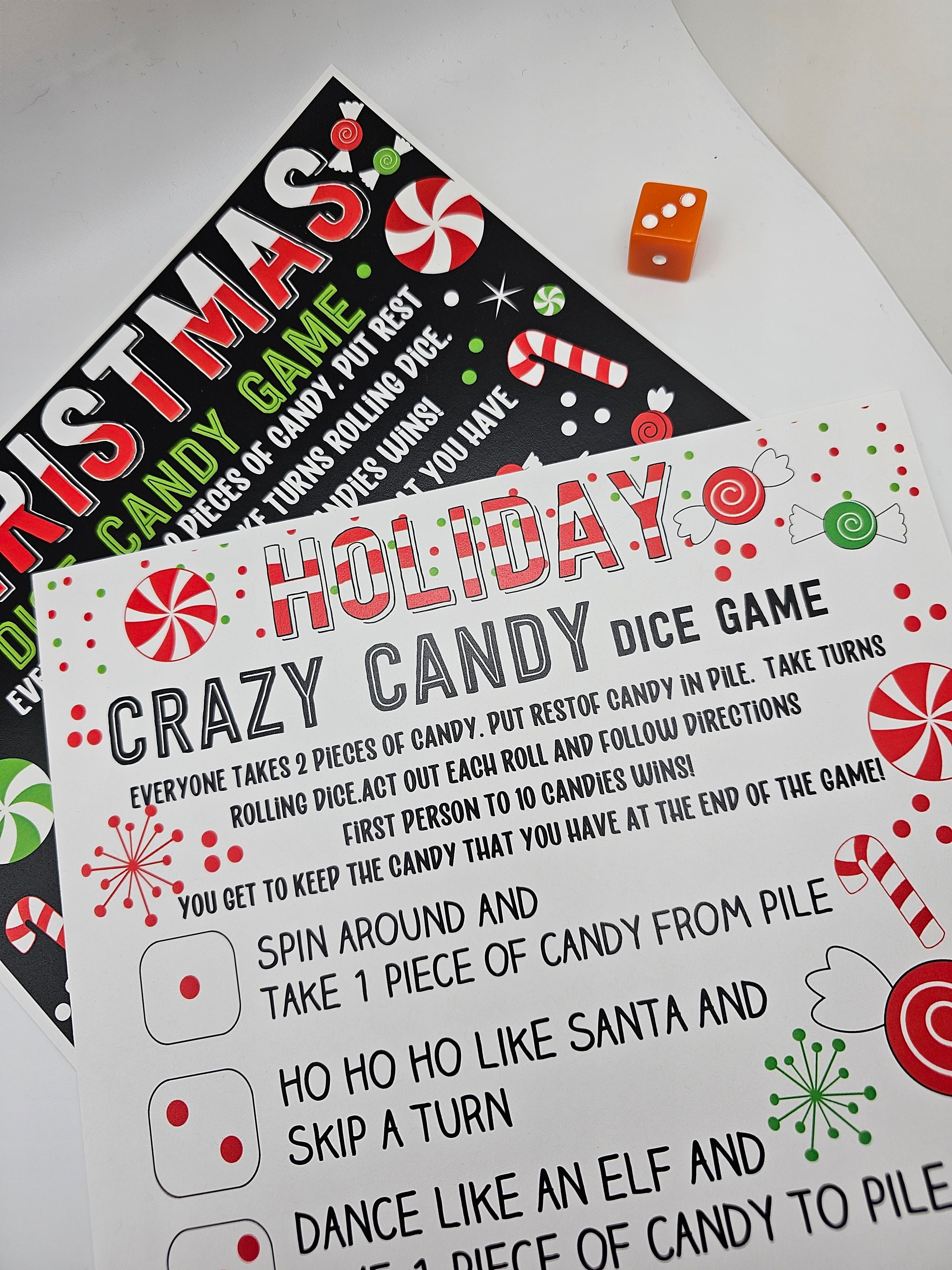Christmas Roll the Dice Crazy Candy Charades AND Candy Swap - Etsy