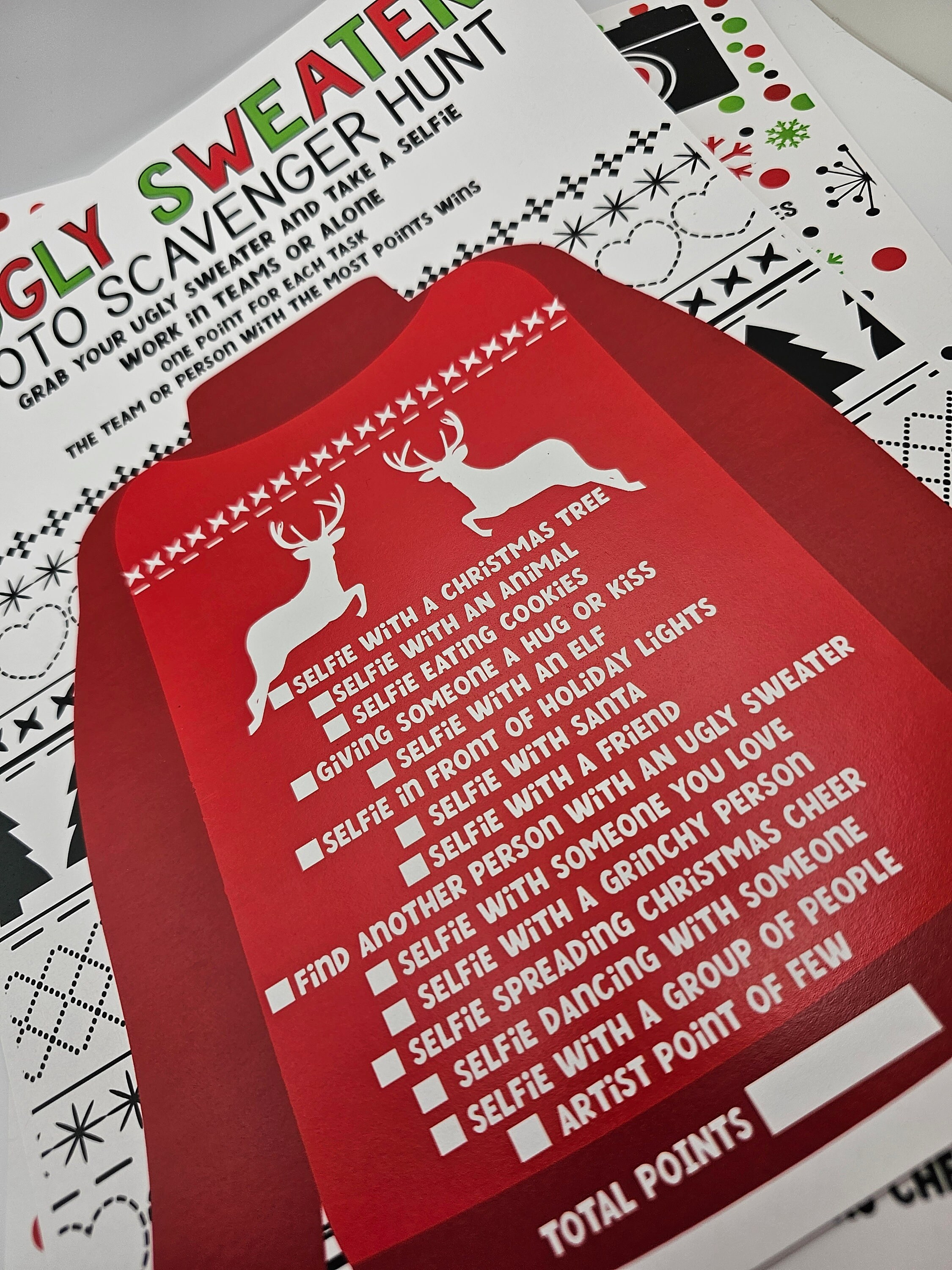 Photo Scavenger Hunt Ugly Sweater and Selfie Game Pack - Etsy