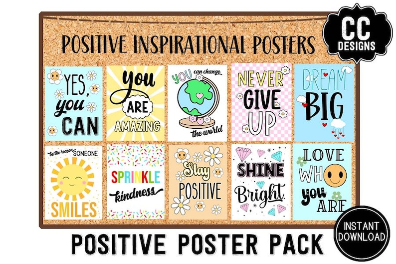 School Inspirational Posters Positive Poster Signs for Room Decor ...