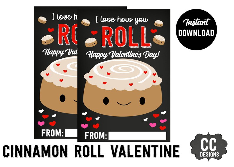 PRINTABLE Cinnamon Roll Digital Printable Valentine Card Bun Puns - Etsy
