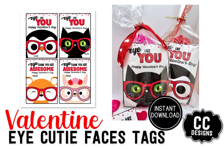 PRINTABLE Valentine Card for Eye Glasses Printable Valentine's Day ...