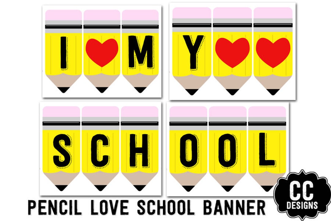 Printable School Entry Banner Teacher Classroom Pencil Banner I Love My ...
