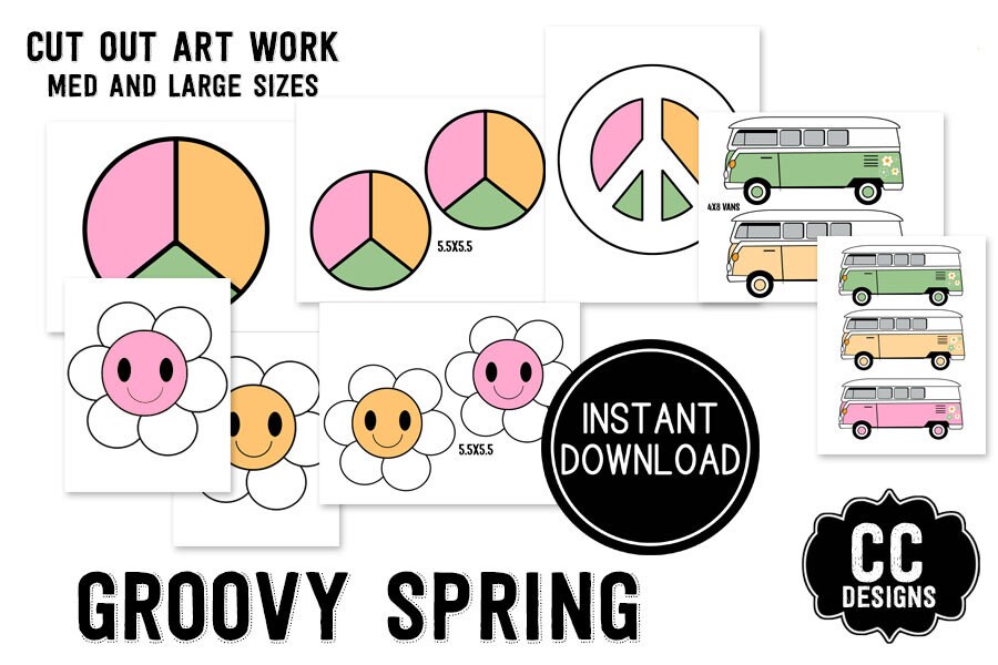 Groovy Spring Bulletin Board Printable Kit Spring Kit With Activities ...