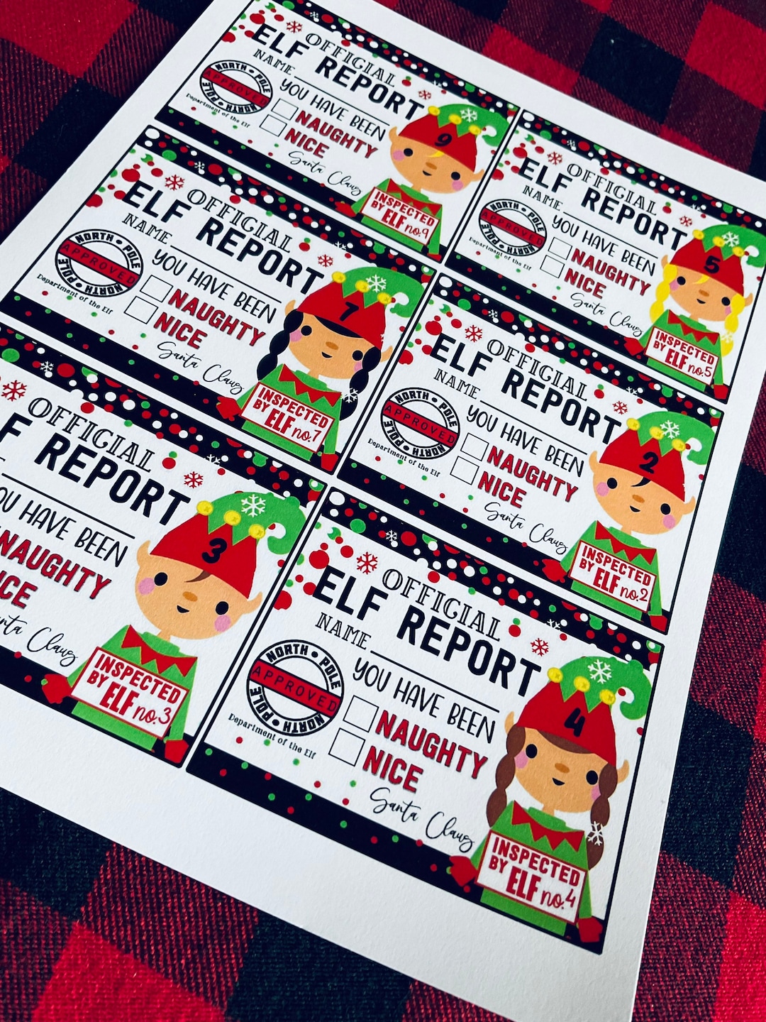 PRINTABLE - Elf Report Christmas Tags Elf Print Out Labels Naughty Nice ...