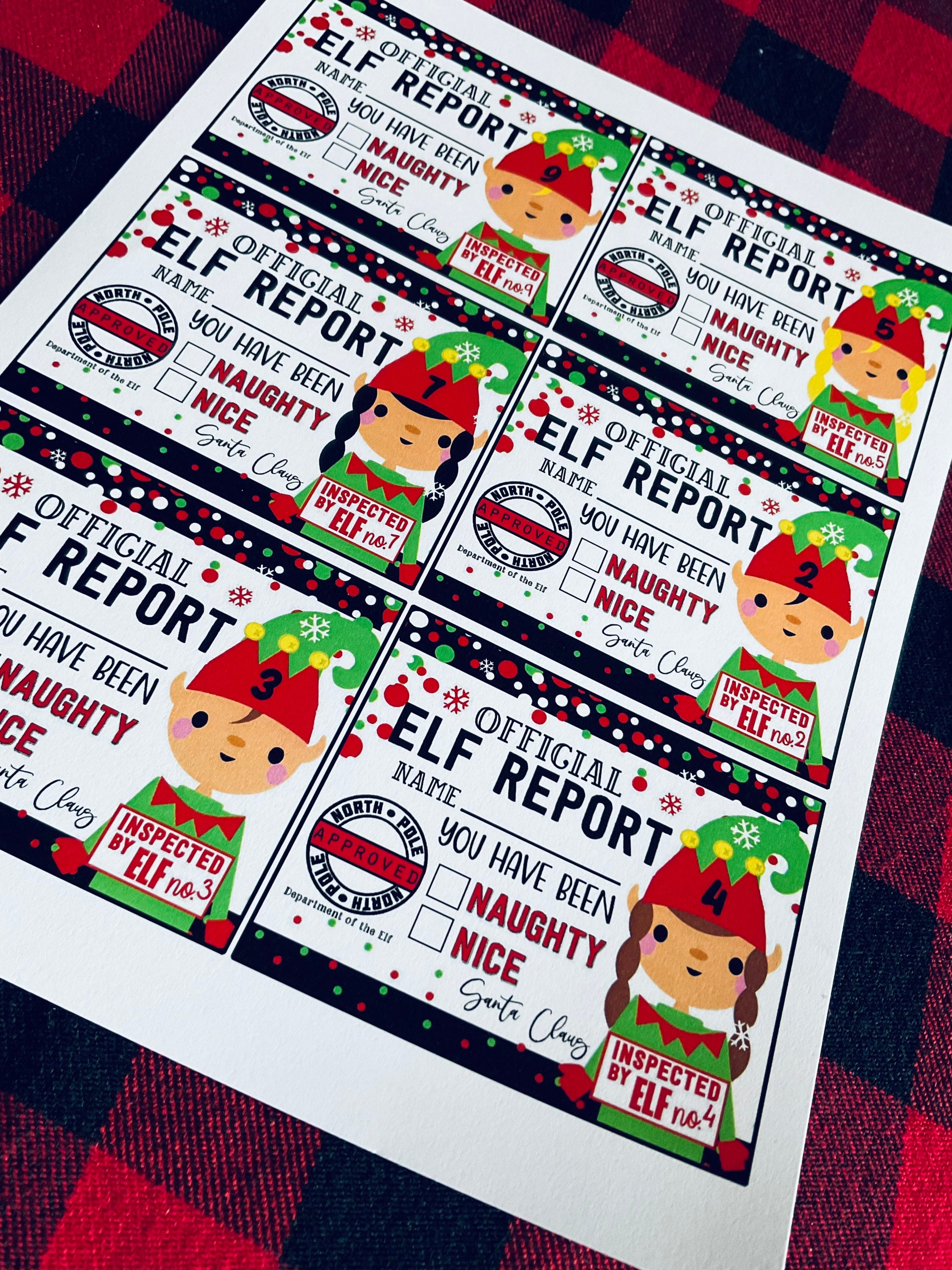 PRINTABLE - Elf Report Christmas Tags Elf Print Out Labels Naughty Nice ...