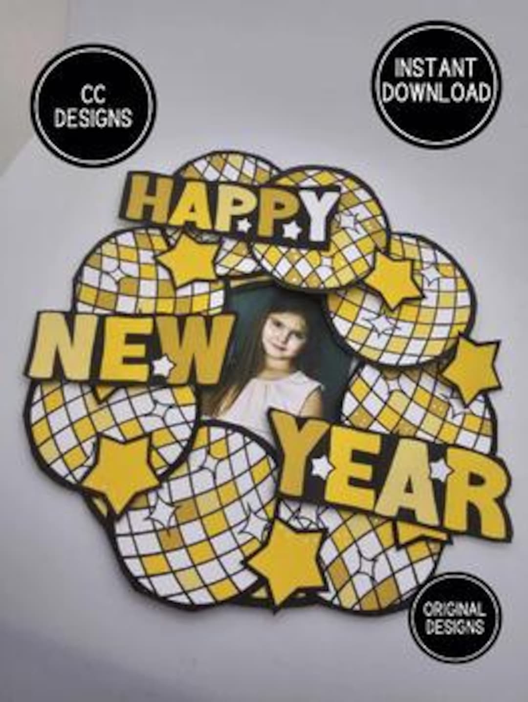 New Years Eve Wreath Art Craft Printable Template Christmas Craft Paper ...