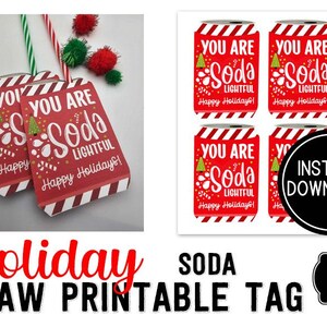 Christmas Soda Printable Party Favor Tags Crazy Straw Holiday Tags ...