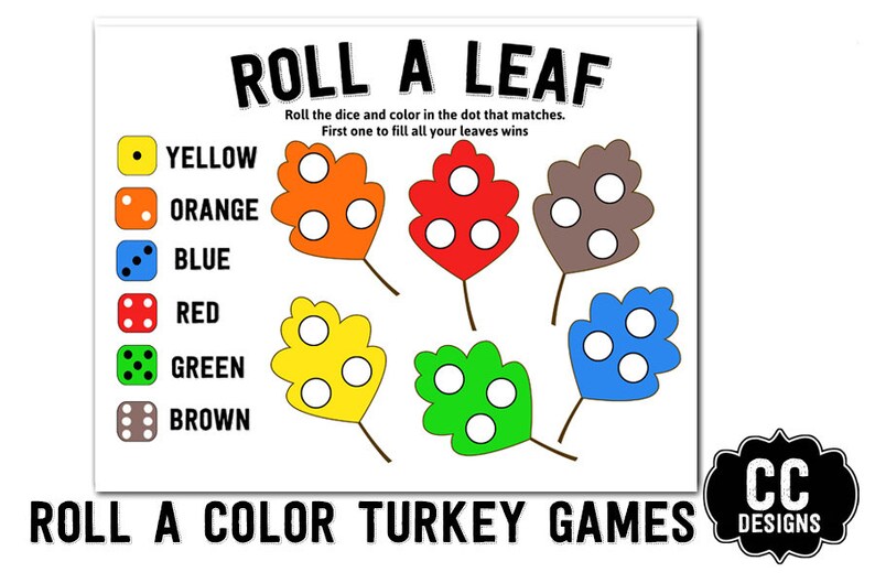 Roll A Turkey THANKSGIVING Game Candy Dice Game Kids Game NO PREP Candy ...