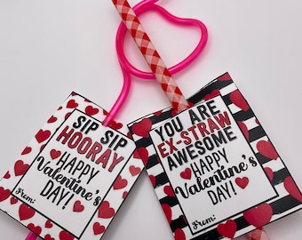 Silly Straw Valentine Printable Instant Download Kids Valentine Cards ...
