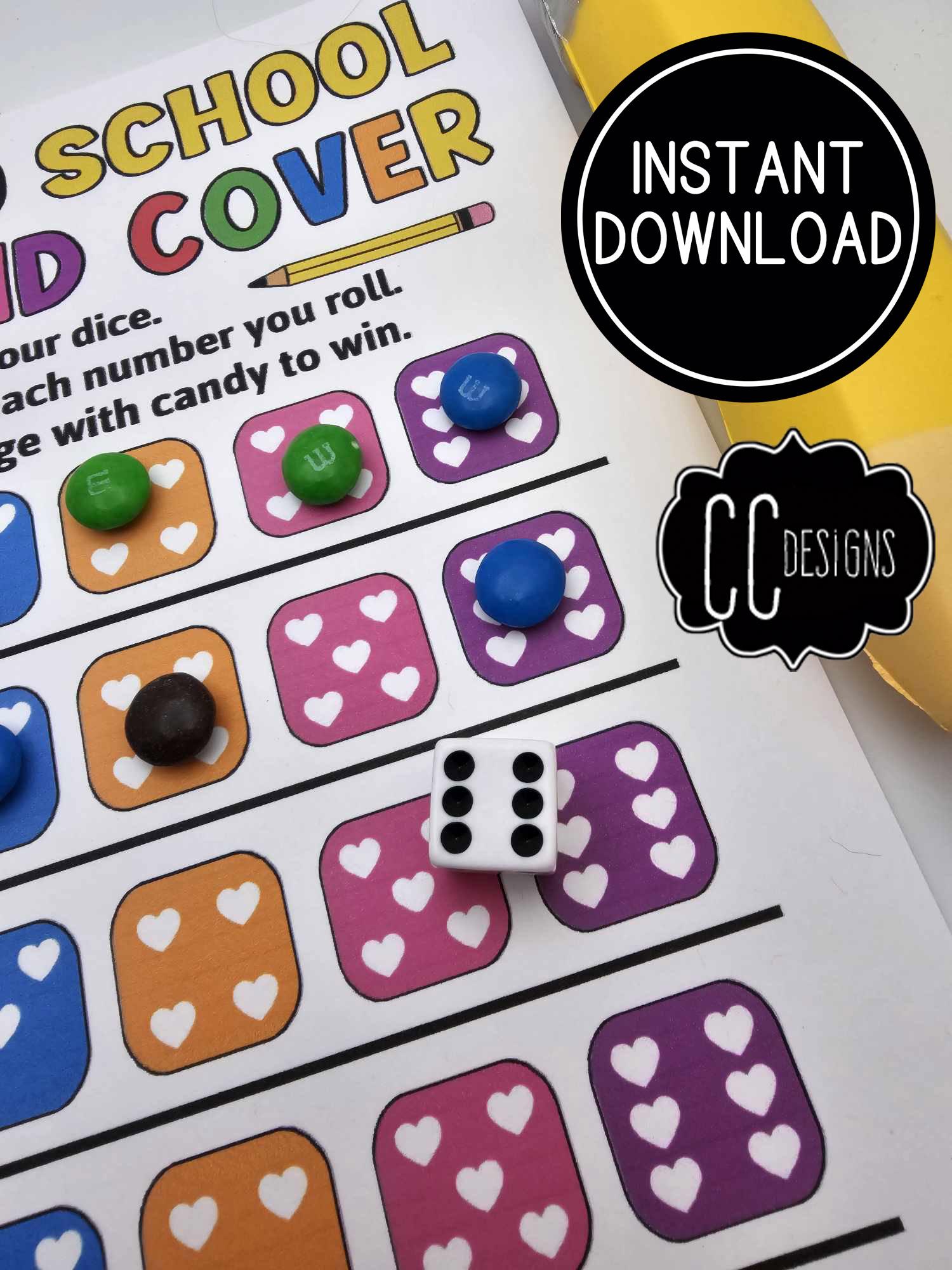 Back to School Printable PDF Back to School Roll and Cover Game Instant ...