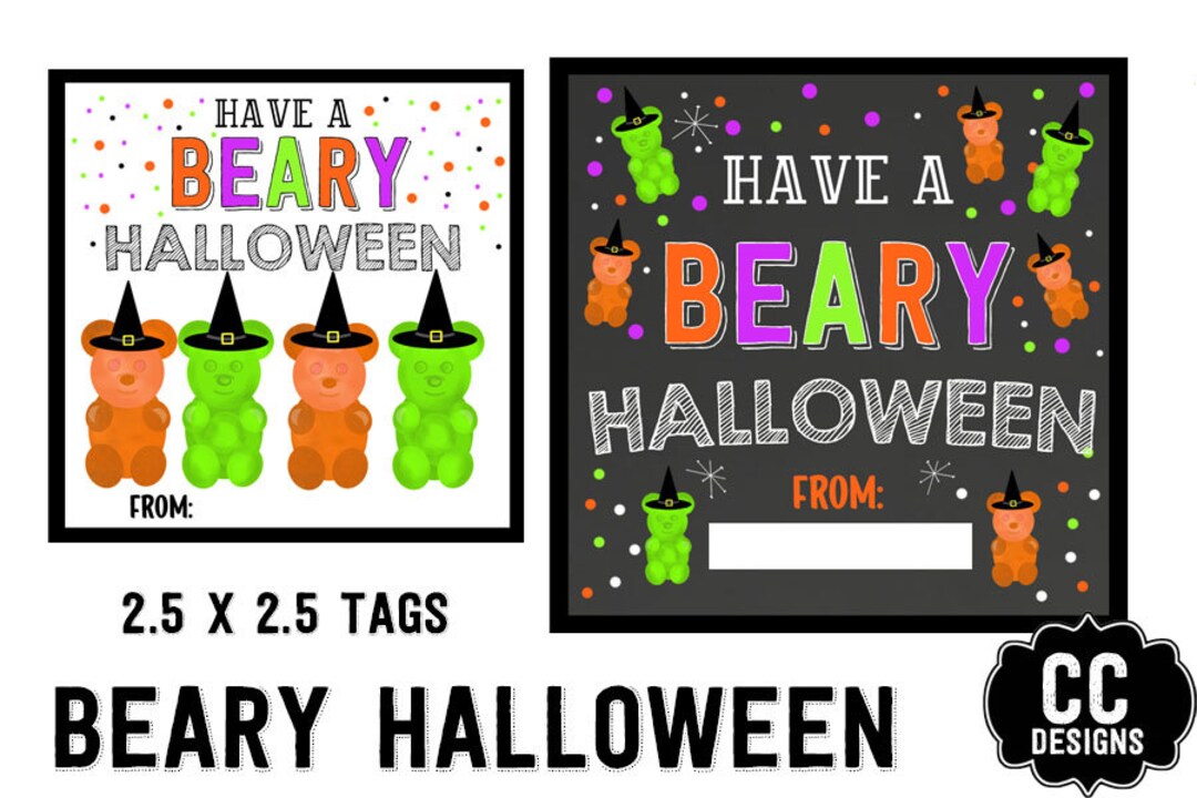 Gummy Bear Halloween Party Favor Printable Cute Printable Treat Tag ...