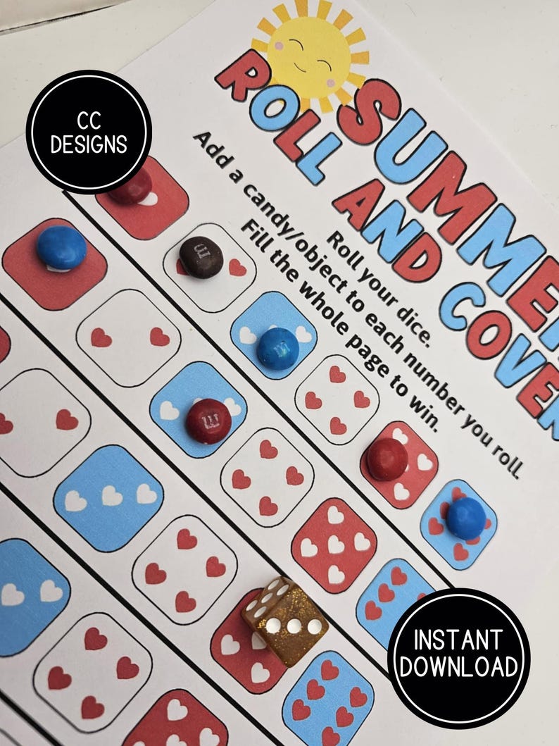 End of Year Printable Card Dice Game Roll and Cover Last Day Dice Game ...
