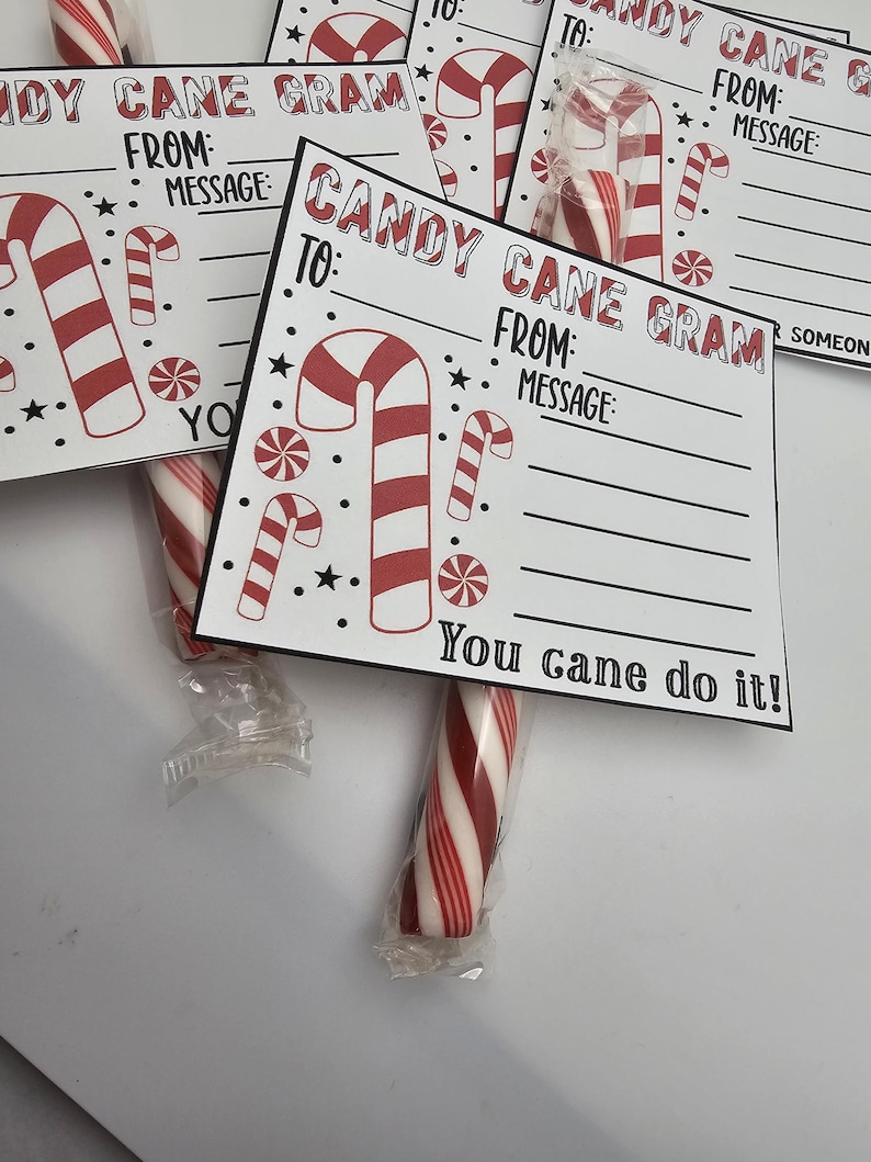 PRINTABLE Candy Cane Gram PTO Grams Christmas Candy Fundraiser Message ...