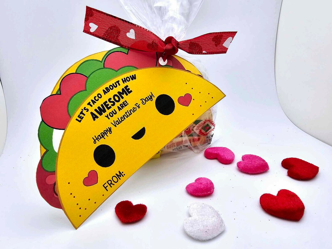 Valentine Printable Taco Card Valentine's Day Cut Out Taco Treat Tags ...