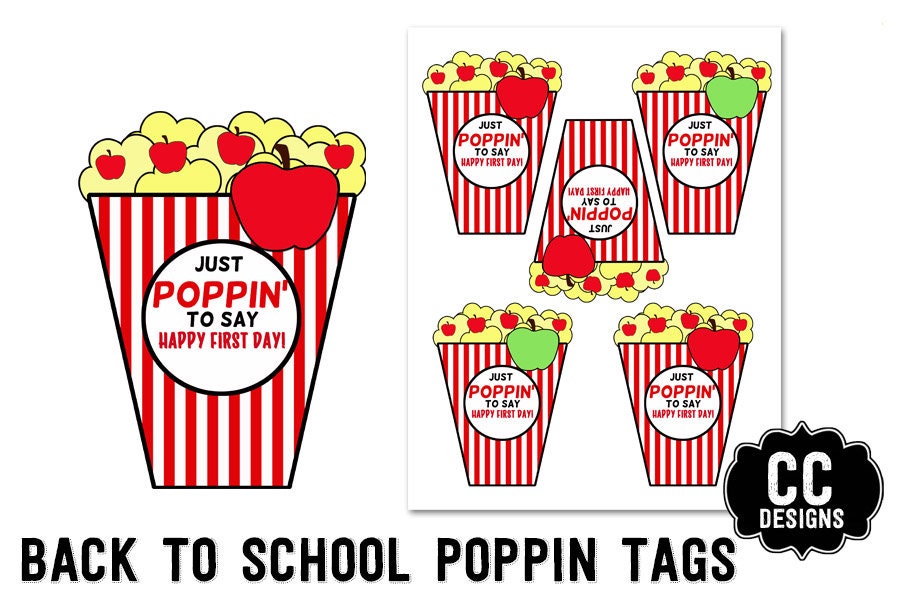 PRINTABE Back to School Food Popcorn Tag Teacher Open House Treat Tag ...