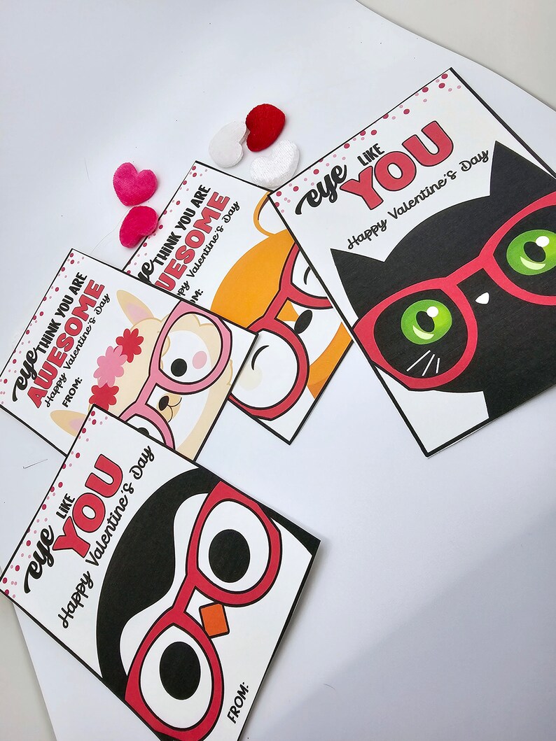 PRINTABLE Valentine Card for Eye Glasses Printable Valentine's Day ...