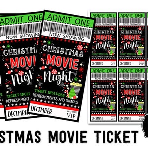 Christmas Holiday Movie Night Digital Ticket Fun Invite for A Xmas ...