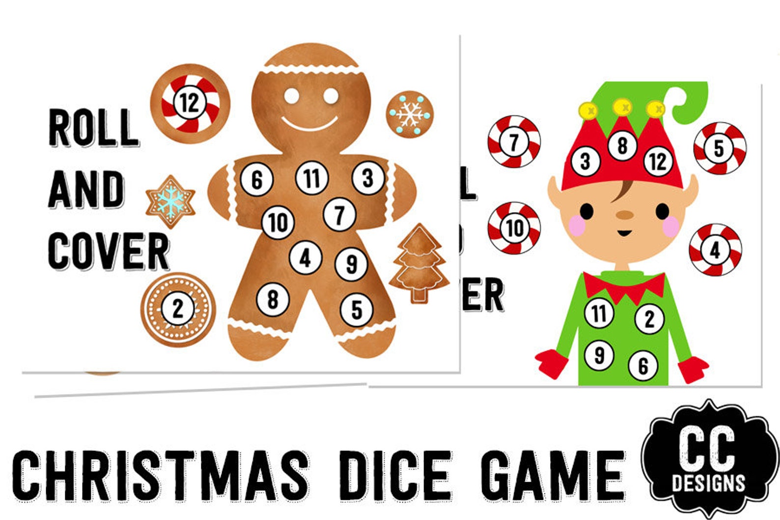 Christmas Games for Kids Roll A Dice and Cover Game I Classroom Party ...