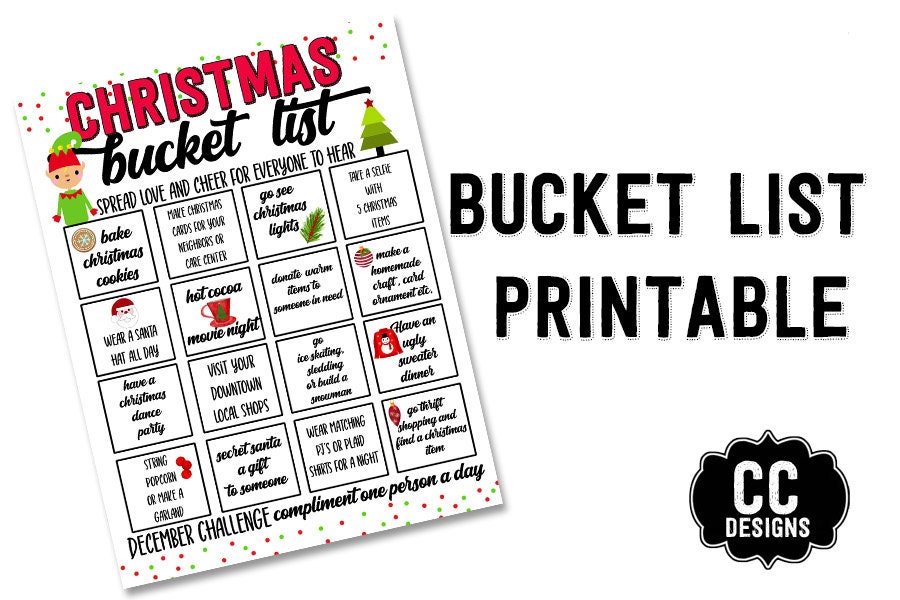PRINTABLE - Bucket List Check Box Activity Sheet Christmas Activities ...