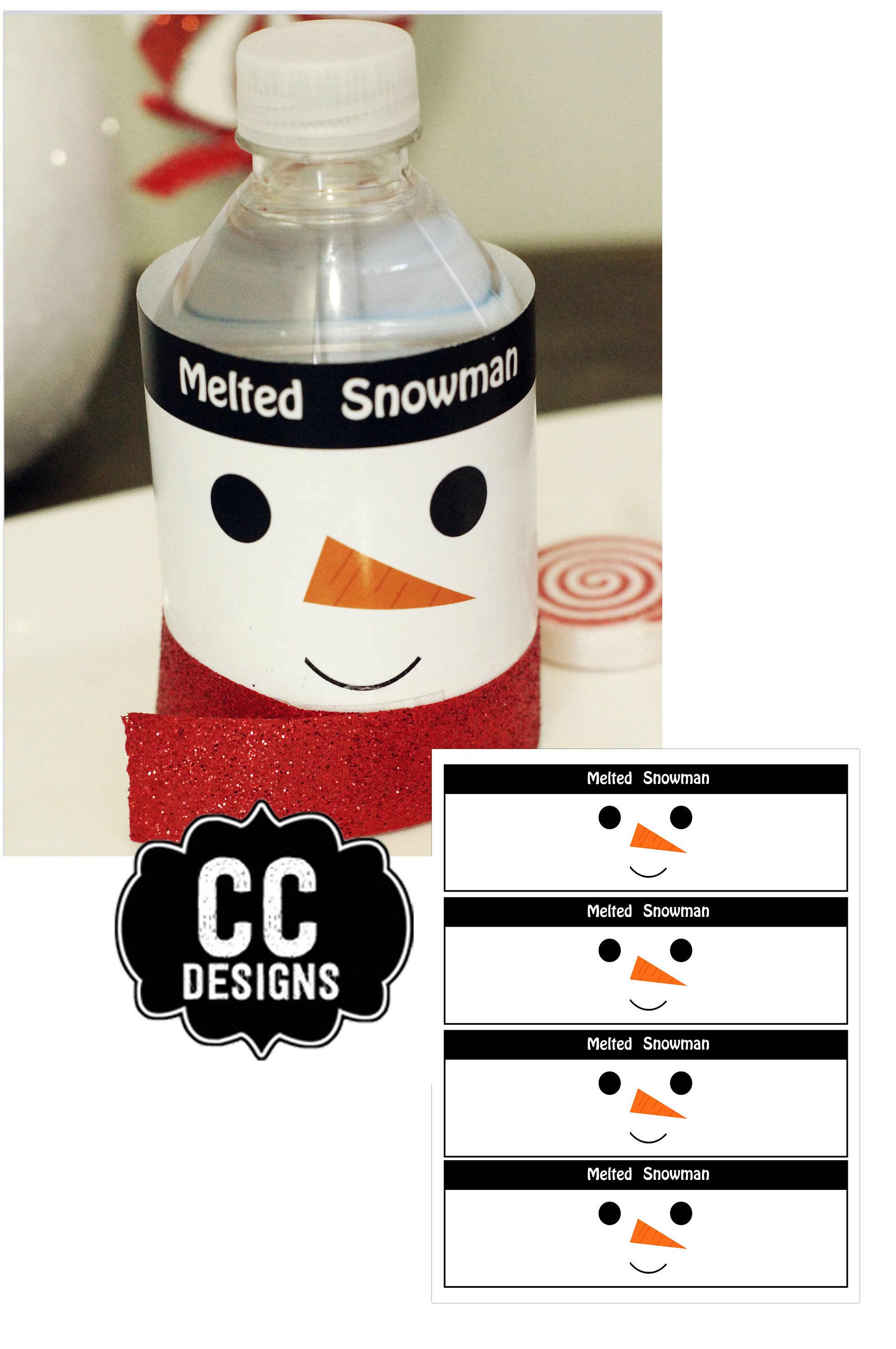PRINTABLE Melted Snowman Water Bottle Label Printable Water - Etsy