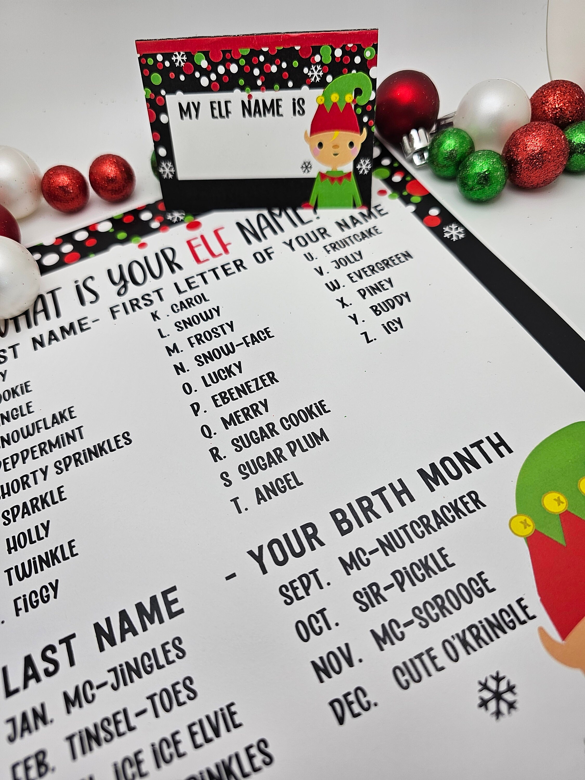 PRINTABLE Elf Game What's Your Name Game Christmas Favor Party Game ...