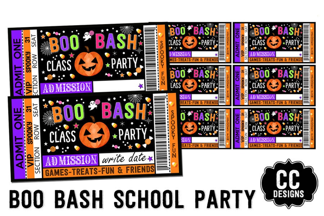 Halloween BOO Bash Classroom Party Invite Ticket I Teacher - Etsy