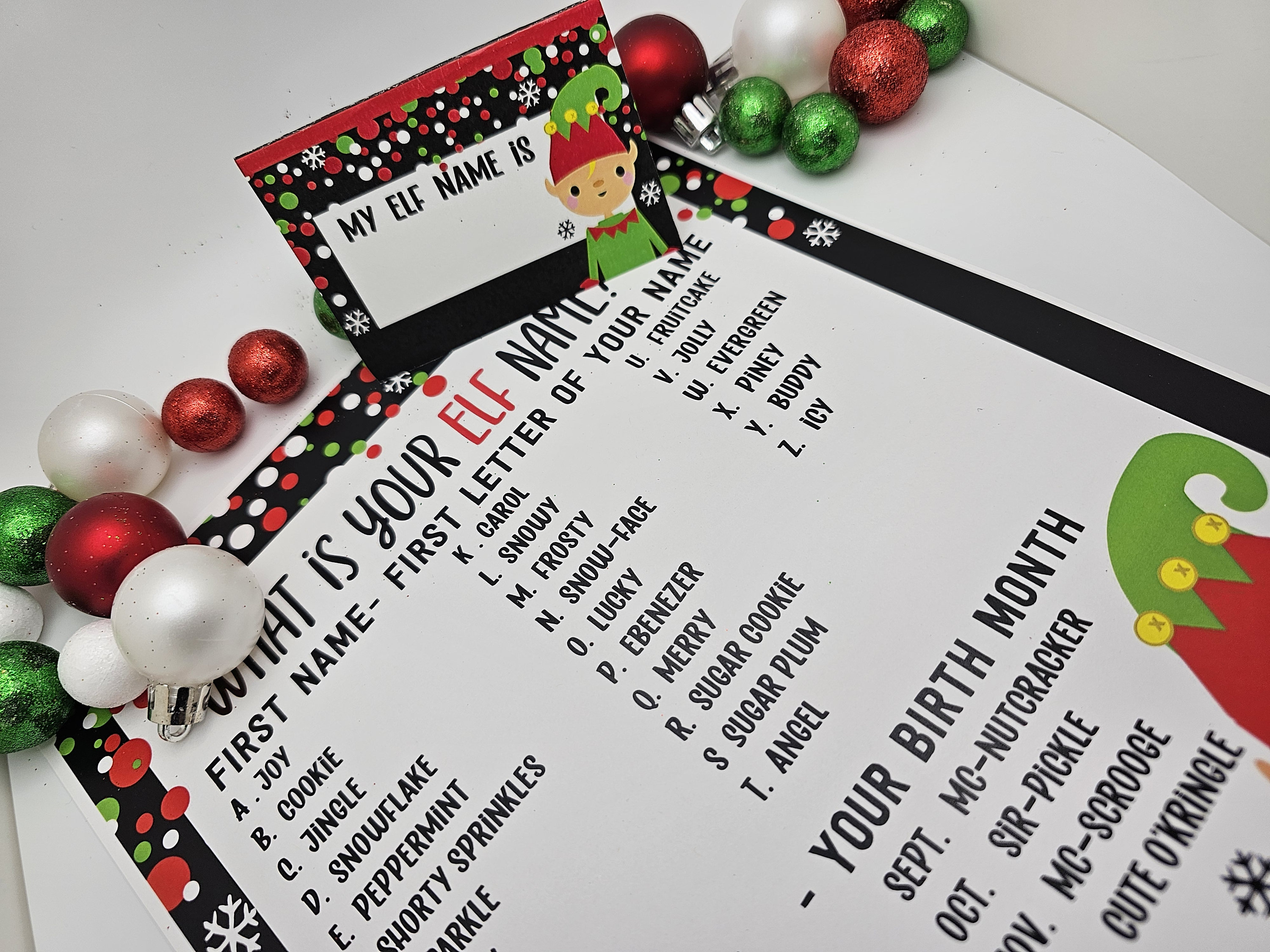 PRINTABLE Elf Game What's Your Name Game Christmas Favor Party Game ...