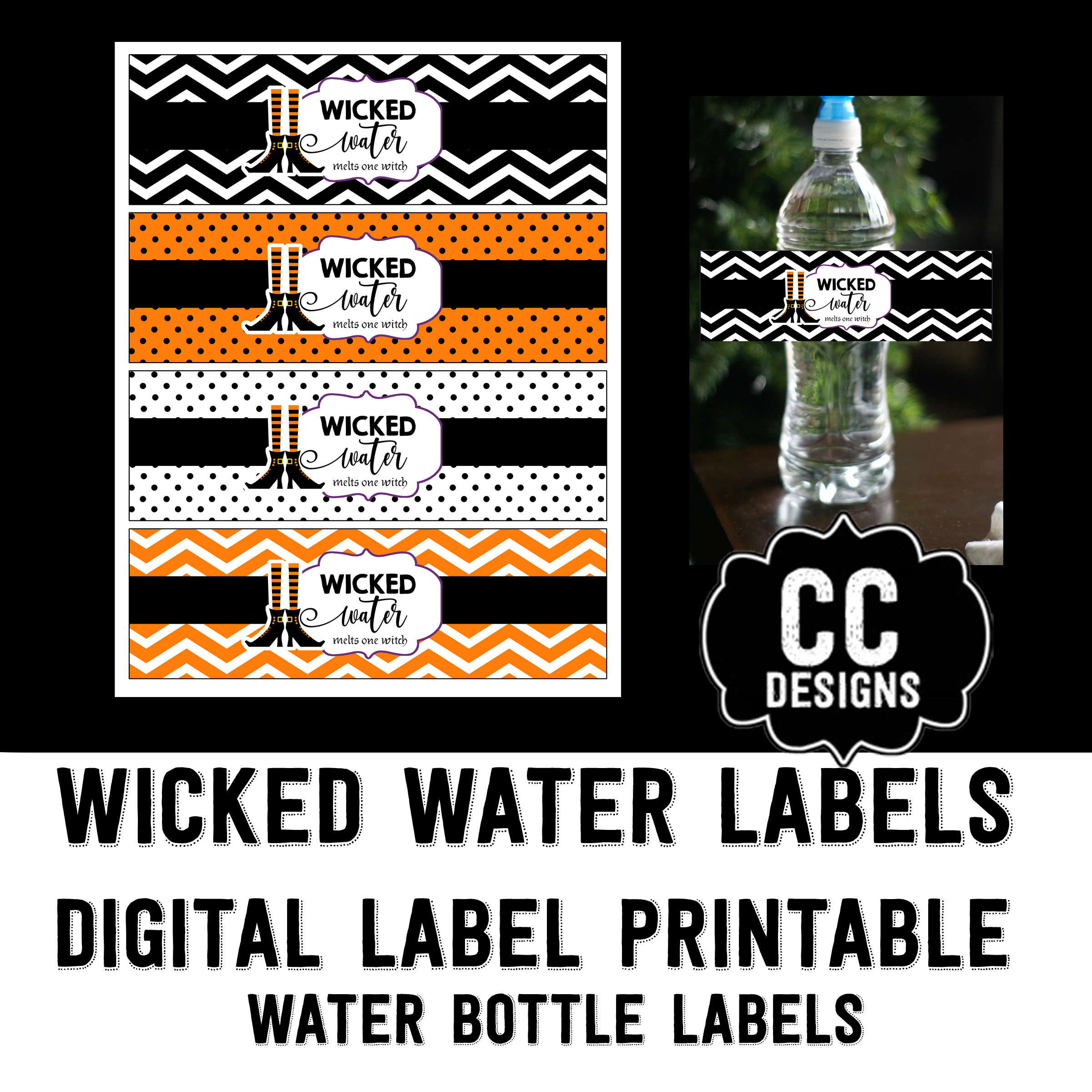 PRINTABLE - Wicked Water Witches Digital Water Bottle Digital Tags - Etsy