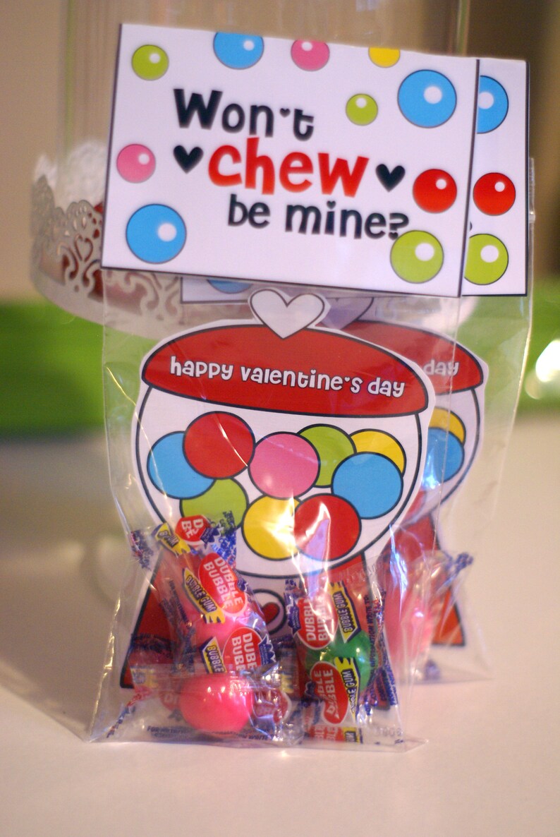 PRINTABLE Gumball Valentine Love Digital Favor Card Cut Out Die Cut ...