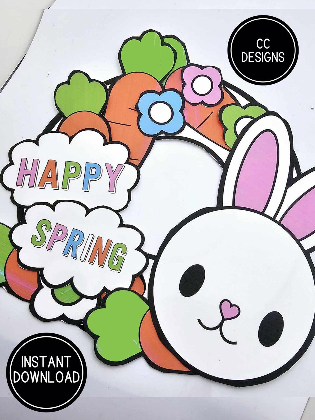 Easter Bunny Wreath Art Project Craft Project for Spring Bunny Decor ...