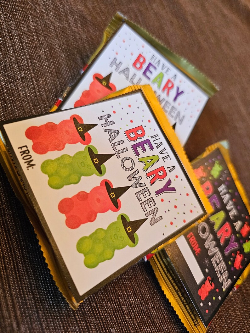 Gummy Bear Halloween Party Favor Printable Cute Printable Treat Tag ...