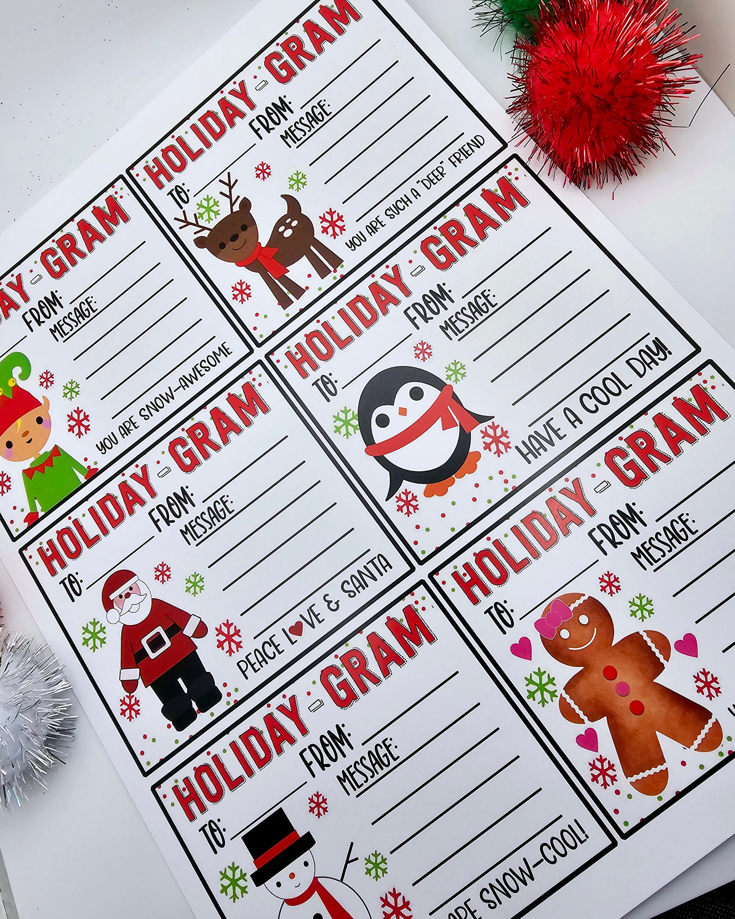 PRINTABLE Holiday Gram Fundraiser PTO Tags Candy Tags Candy Gram Tags ...
