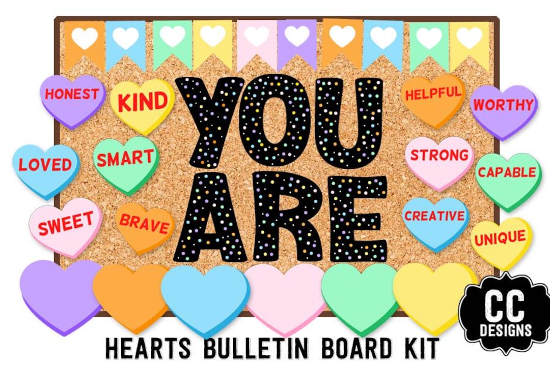 Valentine Kind Heart Bulletin Board Kit Conversation Heart Valentine's ...