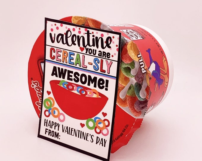 Mini Cereal Box Kids Valentines Printable, Label to Wrap Around Mini ...