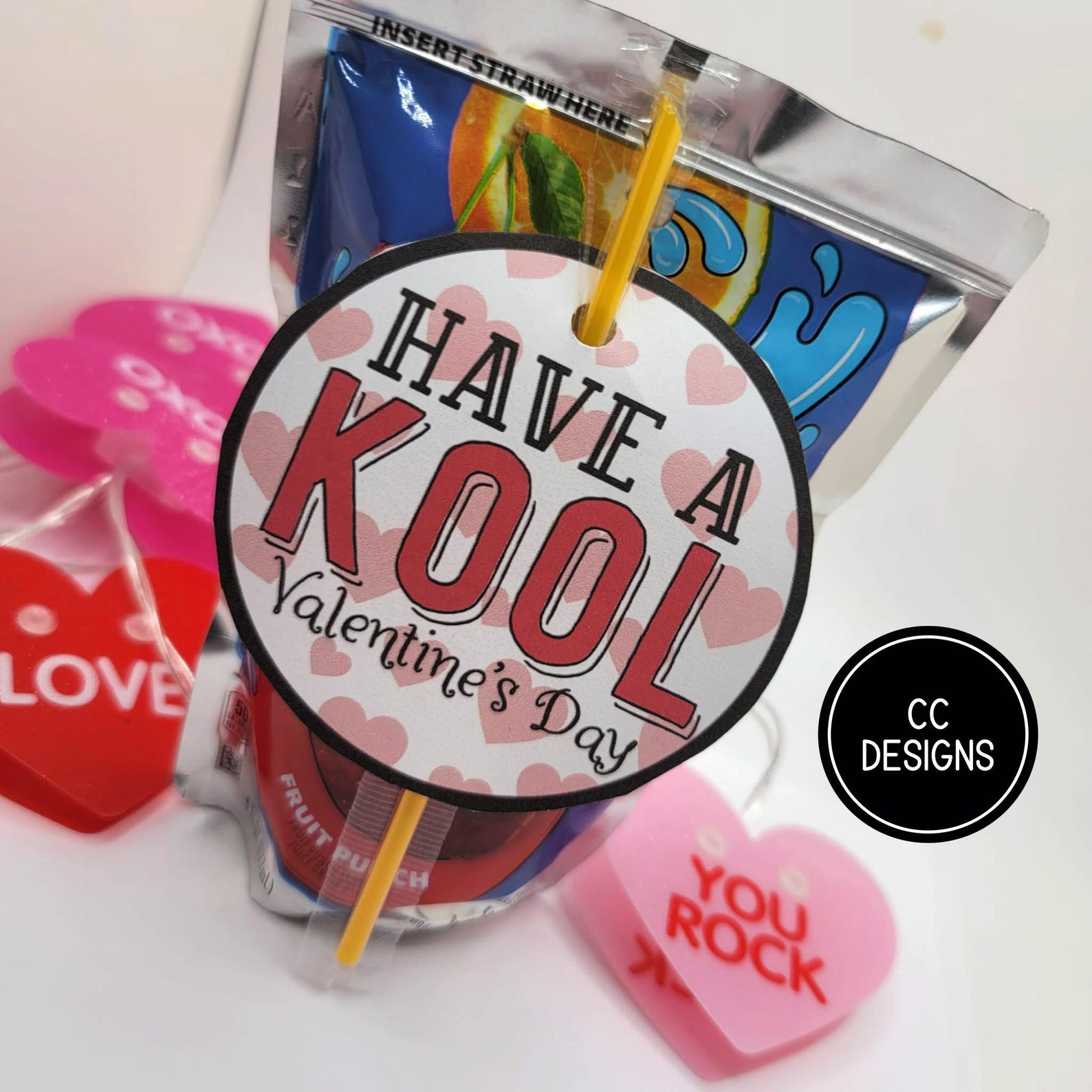 Kool Valentine Juice Box Tags – Printable Classroom Favor (digital ...