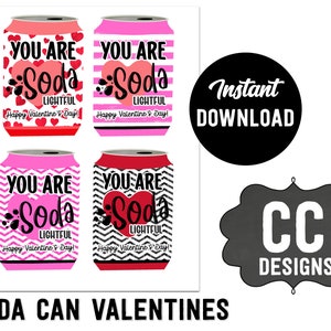 PRINTABLE Soda Can Pattern Digital Valentine Cut Out - Etsy