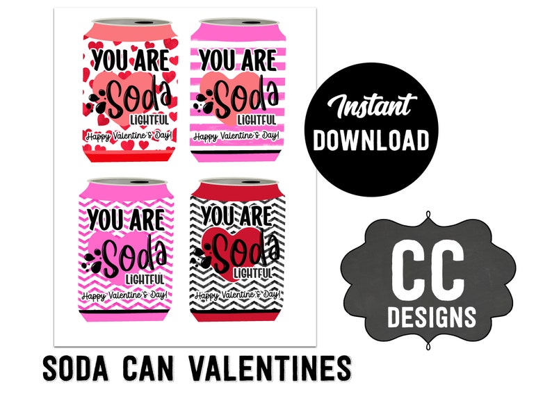 PRINTABLE Soda Can Pattern Digital Valentine Cut Out - Etsy