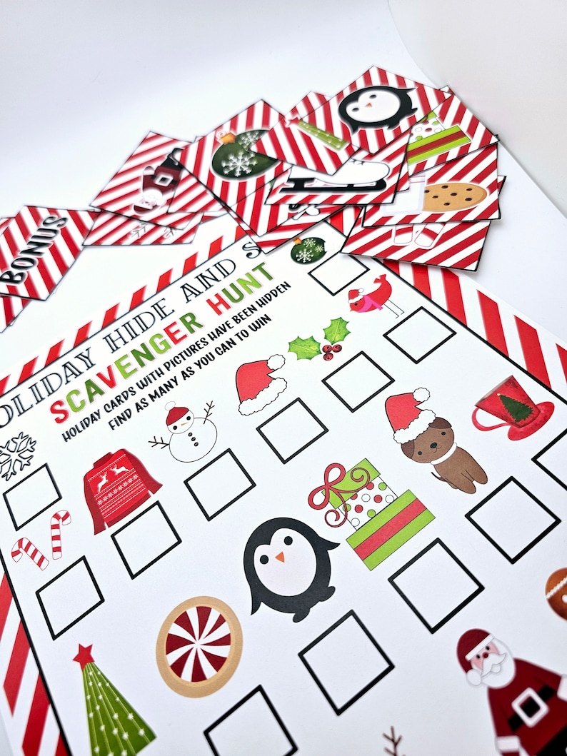 PRINTABLE Christmas Holiday Scavenger Indoor Hide Hunt Game Kids Hide ...