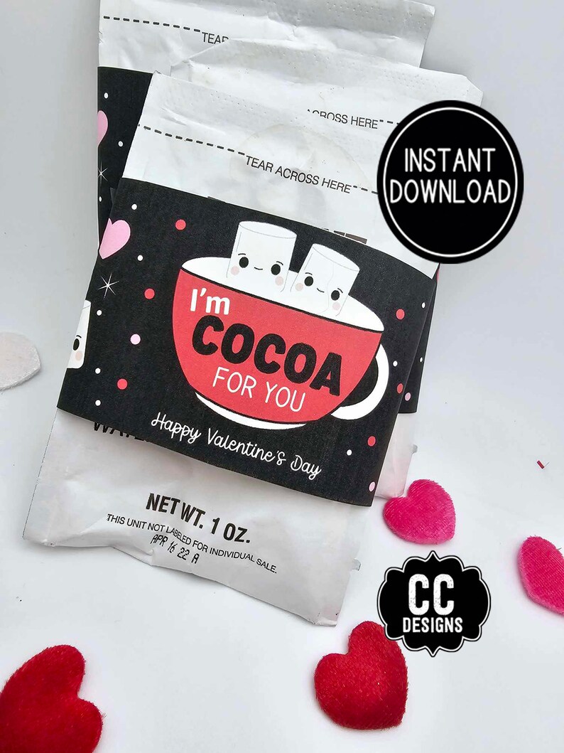 Valentine Cocoa Printable Valentine's Day Hot Chocolate Valentine Card ...