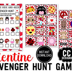 PRINTABLE Valentine Scavenger Hunt Easy Game Hide and Seek Card Game ...