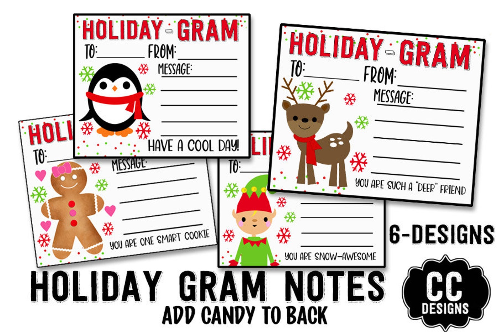 PRINTABLE Holiday Gram Fundraiser PTO Tags Candy Tags Candy | Etsy