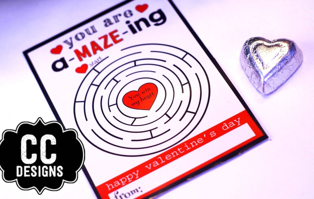 Valentine Maze Card Printable, Classroom Favor (PDF) Instant Download ...