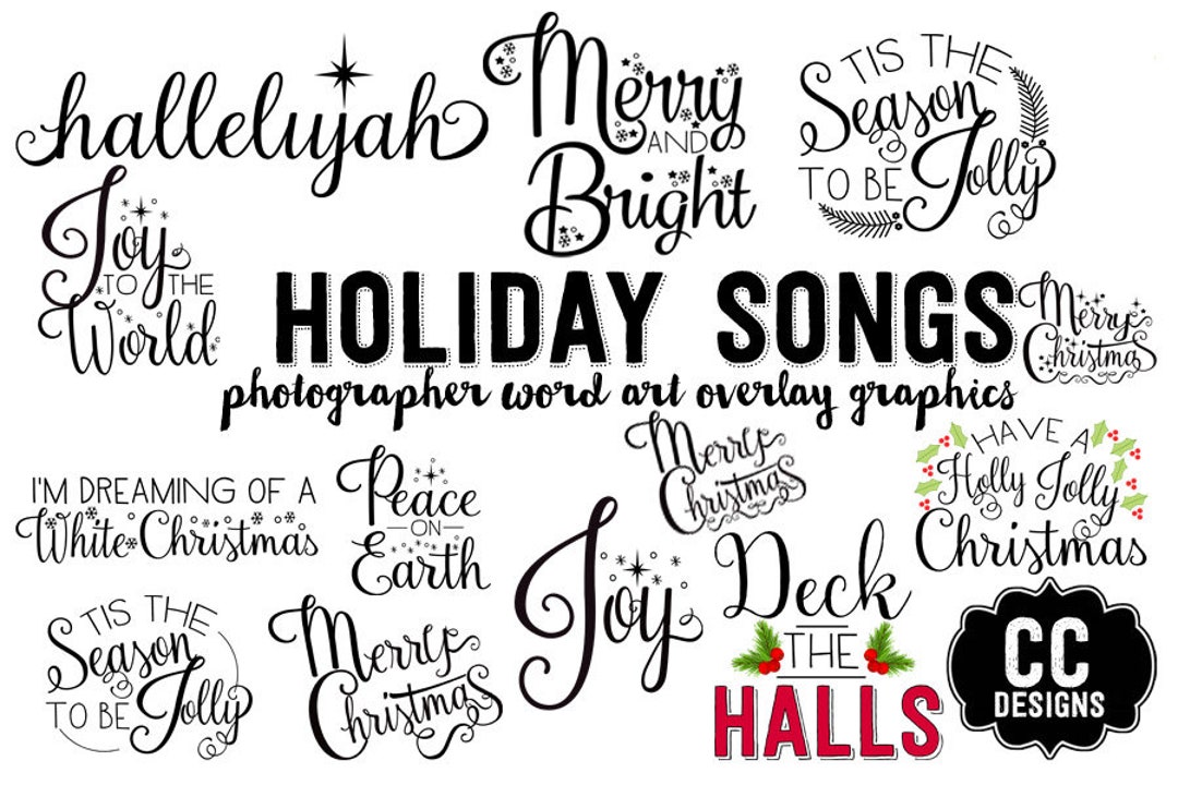 Holiday Songs Word Art Digital Clipart Illustration Text Photography ...