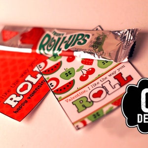 PRINTABLE Fruit Roll Digital Valentine Favor Treat Card Printable Card ...