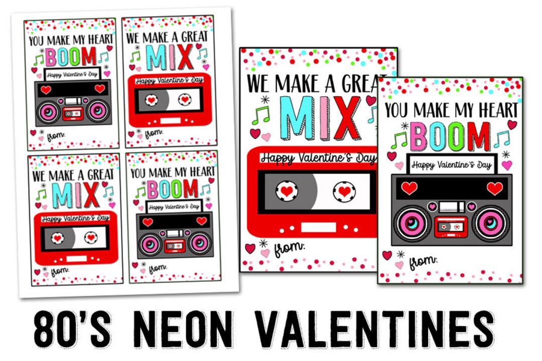 PRINTABLE Retro Valentine Cassette Tape and Boombox Valentine Card ...